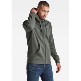 G-Star Raw G-STAR Herren Kapuzensweatjacke "Premium Basic Hooded Zip Sweater", grau, Gr. M, unifarben, angeraute Sweatware, Obermaterial: 55% Baumwolle, 45%