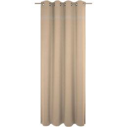 Vorhang WIRTH, B:150cm H:175cm, beige, Jacquard, Baumwolle, Leinen, Modal, Wohnzimmer, Gardinen, "Wiessee"