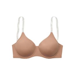 Damen T-Shirt-BH, NUANCE BY LASCANA, Gr. 85, braun, Microtouch, Obermaterial: 82% Polyamid (TACTEL), 18% Elasthan (LYCRA), Basic, BHs, mit B&uuml;gel &
