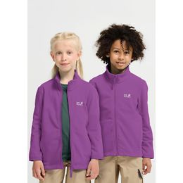 Fleecejacke Jack Wolfskin "TAUNUS 100 FZ K", Kinder, Gr. 176, lila (freesia), Fleece, Obermaterial: 100% Polyester. Futter: 100% Polyester, unifarben, Basic normal, Rundhals, Jacken Fleecejacke, winddicht, atmungsaktiv, &Uuml;bergangsjacke