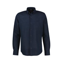 Lerros Herren Langarmhemd "Herrenhemd aus Baumwoll-Leinen-Mix", blau, Gr. S, 55% Leinen, 45% Baumwolle, Hemden, Baumwoll‐Leinen Mix, Langarm,
