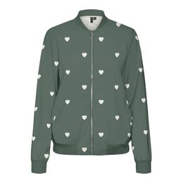 V&eacute;ro Moda Blouson VERO MODA "VMCOCO L/S BOMBER AOP WVN NOOS", Damen, Gr. XS, laurel wreath aop:snow wei&szlig; hearts, Web, Obermaterial: 96% Polyester, 4% Elasthan, bedruckt, regular fit normal, Rippb&uuml;ndchen, Jacken Blouson, Materialmix