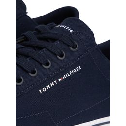 Tommy Hilfiger Herren Sneaker "VULC CORE LONG LACE", Gr. 42, blau, Baumwolle, unifarben mit Farbeinsatz, Schuhe, Freizeitschuh, Halbschuh,