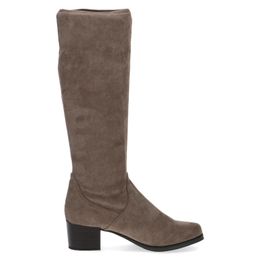 Caprice Damen Stiefel, Gr. 39, grau, Textil, Schuhe, Blockabsatz, Schlupfstiefel mit Stretch-XS-Schaft in schmaler Form