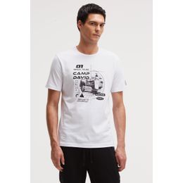 CAMP DAVID Herren Rundhalsshirt, wei&szlig;, Gr. S, bedruckt, Single Jersey, Material: 100% Baumwolle, Shirts, aus Baumwolle