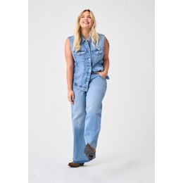 Only CARMAKOMA Damen High-waist-Jeans "CARJUICY HW WIDE LEG REA365", blau, Gr. 42, unifarben, Denim/Jeans, Obermaterial: 99% Baumwolle, 1% Elasthan,
