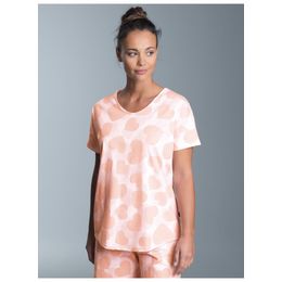 TRIGEMA Damen Schlafanzug "TRIGEMA Oversized T-Shirt mit Allover Herzchen-Print", wei&szlig;, Gr. XXXL, Single Jersey, 100% Baumwolle, Homewear-Sets