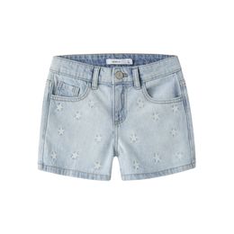 name it M&auml;dchen Jeansshorts "NKFBELLA REG DNM SHORTS 3674-BE NOOS", blau, Gr. 116, Abriebeffekte, bestickt, Denim/Jeans, Obermaterial: 100%