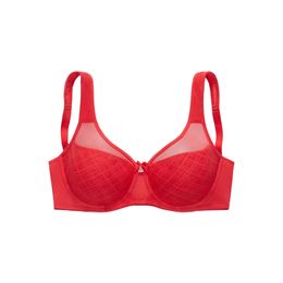 Nuance Damen Minimizer-BH, Gr. 80, rot, Spitze, Obermaterial: 82% Polyamid, 12% Elasthan, 6% Polyester, Basic, BHs, mit B&uuml;gel und graphischer