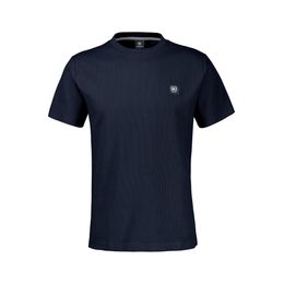 Lerros Damen Rundhalsshirtclassic navy, Gr. M, unifarben, Web, Obermaterial: 100% Baumwolle, Shirts, mit Logo-Badge und in Waffle-Optik