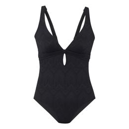 Buffalo Damen Badeanzug "Romance", schwarz, Gr. 40, Strukturmuster, Polyamid, Badeanz&uuml;ge, aus Strukturware