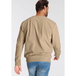 H.I.S. H.I.S Herren Sweater, beige, Gr. L, bestickt, Sweatware, Obermaterial: 60% Baumwolle, 40% Polyester, Sweatshirts, Langarm, lockere Passform,