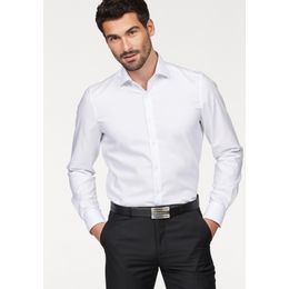 OLYMP Herren Businesshemd "Level Five body fit", wei&szlig;, Gr. 41, Web, Obermaterial: 97% Baumwolle, 3% Elastolefin, Hemden, gewebtes Muster, edler Glanz