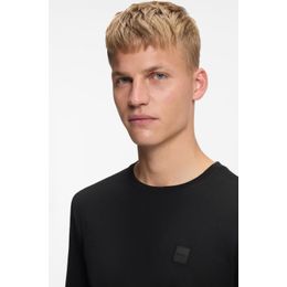 BOSS Orange Herren Langarmshirt "Tacks"schwarz001, Gr. 5XL, Single Jersey, Obermaterial: 100% Baumwolle, Shirts, mit Markenlogo auf der Brust