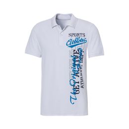 John Devin Herren Poloshirt, wei&szlig;, Gr. S, bedruckt, Piqu&eacute;, Obermaterial: 100% Baumwolle, Shirts, mit gro&szlig;em Druck vorn aus Baumwoll-Piqu&eacute;