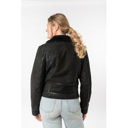 Mauritius Damen Lederjacke "MWRila SF", schwarz, Gr. XXL, unifarben, Fellimitat: 100% Polyester. Obermaterial: 100% Schafsleder. Futter: 100%
