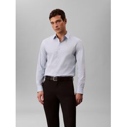 Calvin Klein Herren Langarmhemd "LONG SLEEVE SOLID STRETCH SLIM SHIRT", blau, Gr. M, unifarben, Web, Obermaterial: 96% Baumwolle, 4% Elasthan,