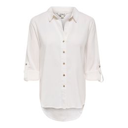 Only Damen Hemdbluse "ONLGOA 3/4 STRAP LINEN BL SHIRT CC PNT"cloud dancer, Gr. L, unifarben, Web, Obermaterial: 70% Viskose, 30% Leinen, Blusen, mit
