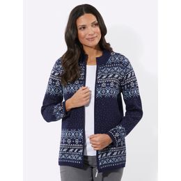 Classic Basics Damen Jacquardstrickjacke, bunt, Gr. 48, gemustert, mehrfarbig, 100% Baumwolle, Strickjacken