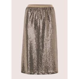 Madeleine Mode MADELEINE Damen Sommerrock "Jerseyrock Midirock mit Glitzer-Print", beige, Modern, Gr. 36, Obermaterial: 92% Polyamid PA. 5% Elasthan EL. 3%