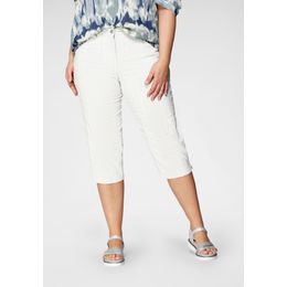 KjBRAND Damen Caprihose "Babsie: bequemer Oberschenkel", wei&szlig;, Basic, Gr. 44, Web, Obermaterial: 47% Baumwolle, 45% Polyester, 6% Viskose, 2%