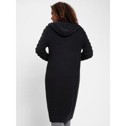 Casual Looks Damen Longstrickjacke, schwarz, Gr. 36, unifarben, 50% Baumwolle, 50% Polyacryl, Strickjacken