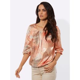 CR&Eacute;ATION L CREATION L Damen Satinbluse, rosa, Gr. 36, bedruckt, gemustert, mehrfarbig, 97% Polyester, 3% Elasthan, Blusen
