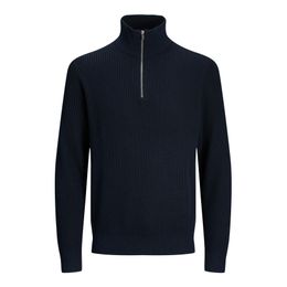Jack & Jones PlusSize Herren Troyer "JPRBLALIAM KNIT HALF ZIP BF PLS", blau, Gr. 5XL, JACK & JONES PLUSSIZE, unifarben, Strick, Obermaterial: 50% Baumwolle, 50% Polyester,
