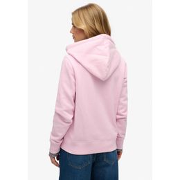 Superdry Damen Kapuzensweatjacke "Essential Logo Ziphood Hb", rosa, Gr. M, unifarben, Sweatware, Obermaterial: 70% Baumwolle, 30% Polyester,