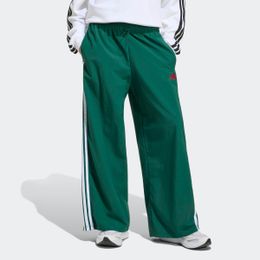 Damen Sporthose "ESSENTIALS 3-STREIFEN WOVEN PARACHUTE"team dunkelgr&uuml;n, wei&szlig;, normal, gr., Gr. XL, adidas Sportswear, Obermaterial: 100% Polyamid,