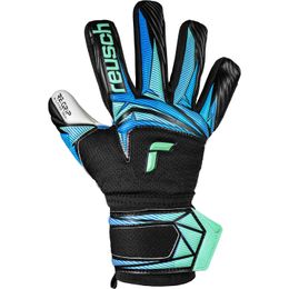 Reusch Kinder Torwarthandschuhe "Attrakt RE:GRIP NC Junior"schwarz, hellblau, Gr. 6, 34% Polyester, 25% Latex, 3% Lederimitat, 2% Gummi, 1%