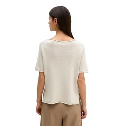 Marc O'Polo MARC O'POLO Damen Kurzarmpullovergrau silk, Gr. S, Strick, Obermaterial: 52% Baumwolle, 48% Leinen, Pullover, regualr fit, mit Rollkanten