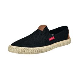 Bugatti Herren Espadrille, Gr. 43, schwarz, Textil, Schuhe, Slipper, Schlupfschuh, Sommerschuh mit Kontrastdetails