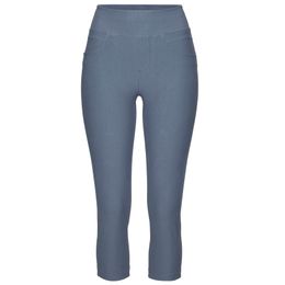 H.I.S. H.I.S Damen Caprihose, Gr. 36, blau, Obermaterial: 70% Baumwolle, 25% Polyester, 5% Elasthan, unifarben, Basic, Hosen, im Schlupfhosen Style