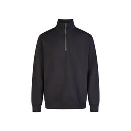Cleptomanicx Herren Sweatshirt, schwarz, Gr. S, unifarben, 100% Baumwolle, Sweatshirts, mit Halfzip am Kragen