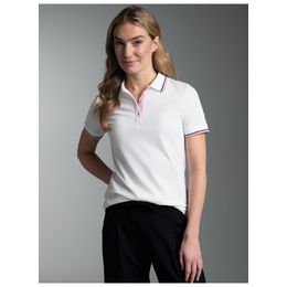 TRIGEMA Damen Poloshirt "TRIGEMA Polo Shirt in Kontrastfarbigen Akzenten"wei&szlig;, Basic, Gr. L, Piqu&eacute;, 100% Baumwolle, Shirts
