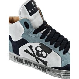 Philipp Plein Herren Sneaker "Retrokickz", Gr. 390108, wei&szlig;, middleblau, Schuhe