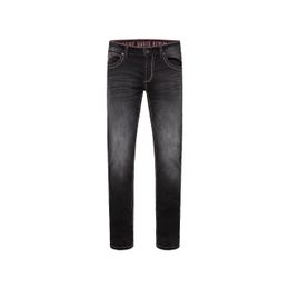 CAMP DAVID Herren Regular-fit-Jeans, schwarz, Gr. 30, Abriebeffekte, Sweatware, Material: 68% Baumwolle, 16% Polyester, 14% Lyocell, 2% Elasthan,