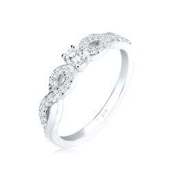 Elli Damen Fingerring "Infinity Zirkonia 925 Sterling Silber", 56mm,mit Steinen, Silber 925 (Sterlingsilber), 2mm, wei&szlig;, Silber 925 (Sterlingsilber),