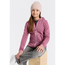 CMP M&auml;dchen Strickfleecejacke "KID G JACKET FIXED HOOD", rosa, Gr. 164, Strick, Obermaterial: 100% Polyester, Jacken, mit Kapuze, w&auml;rmeisolierend,