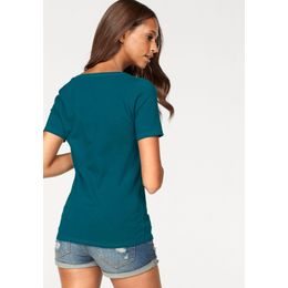 Vivance Damen T-Shirt "aus elastischer Baumwoll-Qualit&auml;t", gr&uuml;n, Basic, Gr. 36, unifarben, Single Jersey, Obermaterial: 95% Baumwolle, 5% Elasthan,