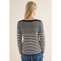 Cecil Damen Strickpullover, schwarz-wei&szlig;, Gr. L, gestreift, Web, 100% Baumwolle, Pullover, aus reiner Baumwolle