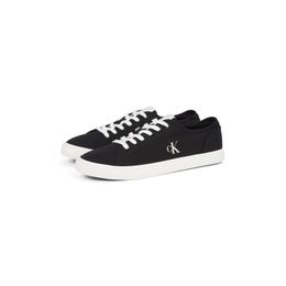 Herren Sneaker "ESS VULC LOW MG CANVAS", Calvin Klein Jeans, Gr. 44schwarz, wei&szlig;, Baumwolle, unifarben mit Farbeinsatz, Schuhe, Schn&uuml;rschuh,
