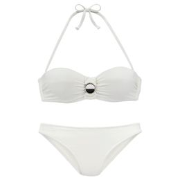JETTE Damen B&uuml;gel-Bandeau-Bikini, wei&szlig;, Gr. 40, unifarben, Microfaser, Microfaser, Polyamid, Bikini-Sets, mit modischer Schnalle