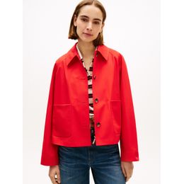 Tommy Hilfiger Damen Kurzjacke "COTTON SHORT JACKET", rot, Gr. S, unifarben, Web, Obermaterial: 100% Baumwolle, Jacken, mit aufgesetzten Taschen,