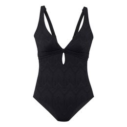 Buffalo Damen Badeanzug "Romance", schwarz, Gr. 38, Strukturmuster, Polyamid, Badeanz&uuml;ge, aus Strukturware