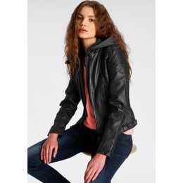 Mauritius Damen Lederjacke "Cacey LEGV", schwarz, Gr. XS, unifarben, Obermaterial: 100% Schafsleder. Futter: 100% Baumwolle. Kapuze: 60% Baumwolle,
