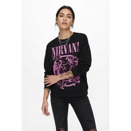 Only CARMAKOMA Damen Sweatshirt "CARHAVEN L/S O-NECK SWEAT LC JRS"schwarz print:face, Gr. S, bedruckt, Sweatware, Obermaterial: 60% Baumwolle, 40%
