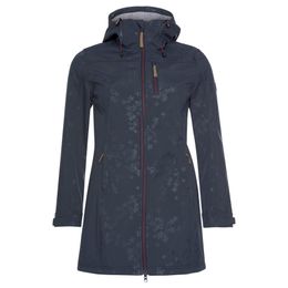 Polarino Damen Softshellmantel, blau, Gr. 48, Softshell, Obermaterial: 94% Polyester, 6% Elasthan. Futter: 100% Polyester. Kapuzenfutter: 100%