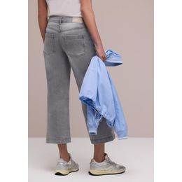 Street One Damen High-waist-Jeans "Style Emee", grau, Gr. 32, unifarben, Denim/Jeans, Obermaterial: 63% Baumwolle, 25% Polyester, 10% Viskose, 2%